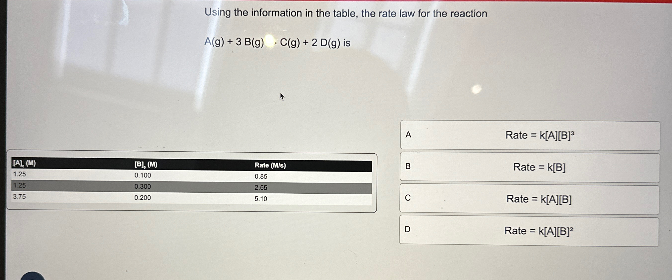 Solved Using the information in the table, the rate law for | Chegg.com