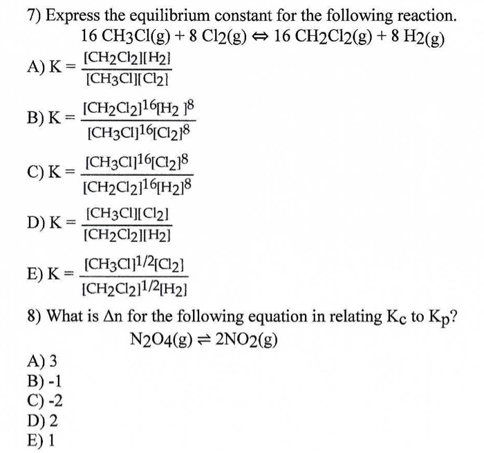 Solved 5) Give the direction of the reaction, if K