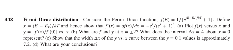 Solved please explain step by step 4.13 ﻿Fermi-Dirac | Chegg.com
