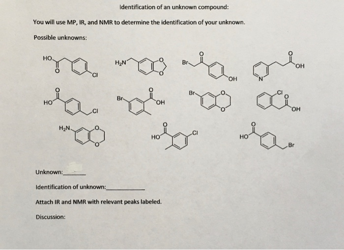 Solved Identification of an unknown compound: You will use | Chegg.com