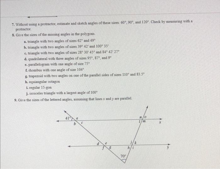 Solved 7. Without using a protractor estimate and sketch | Chegg.com