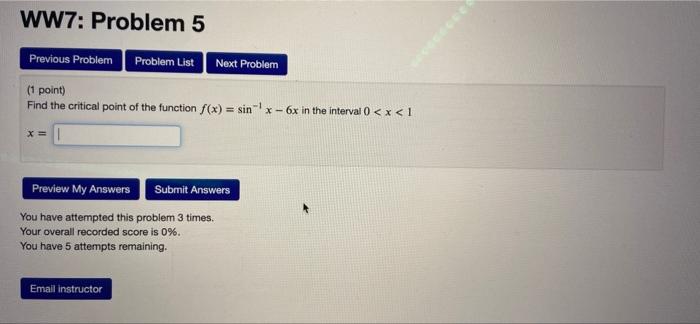 Solved WW7: Problem 5 Previous Problem Problem List Next | Chegg.com Solved WW7: Problem 5 Previous Problem Problem List Next | Chegg.com