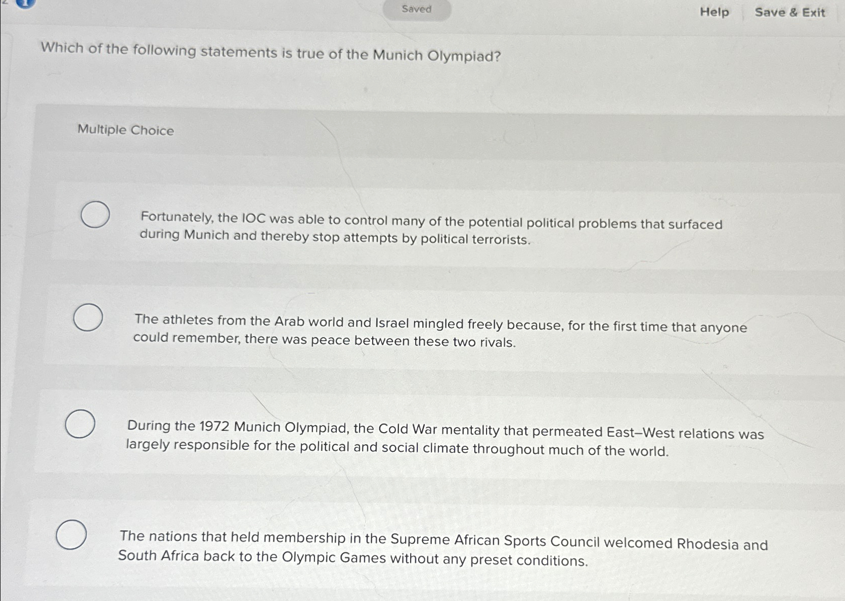 Solved SavedHelpSave & ExitWhich of the following statements | Chegg.com