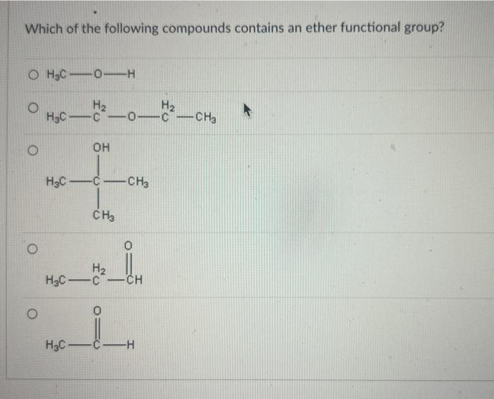 Solved Which of the following compounds contains an ether | Chegg.com