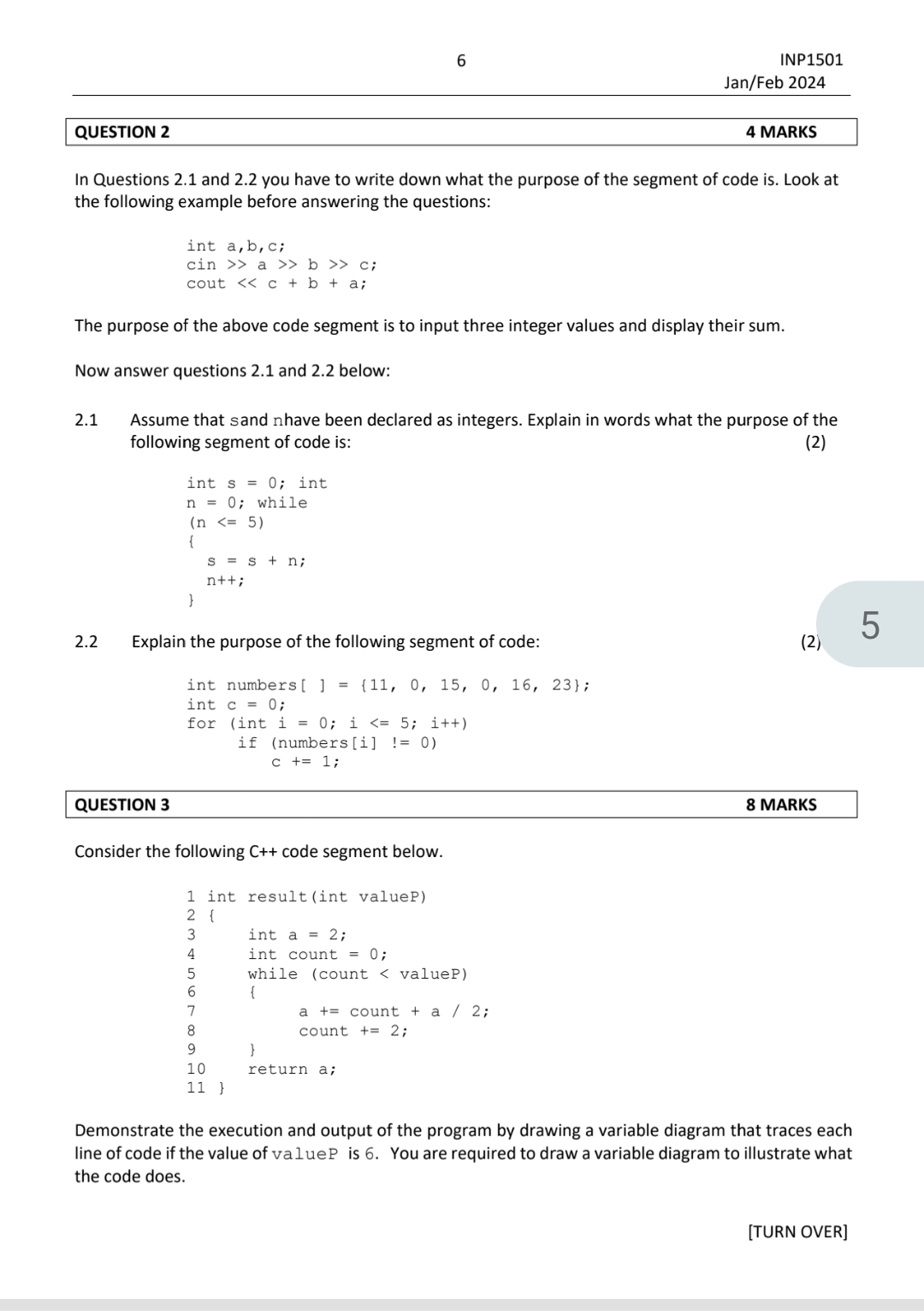 Solved 6INP1501Jan/Feb 2024QUESTION 24 ﻿MARKSIn Questions | Chegg.com