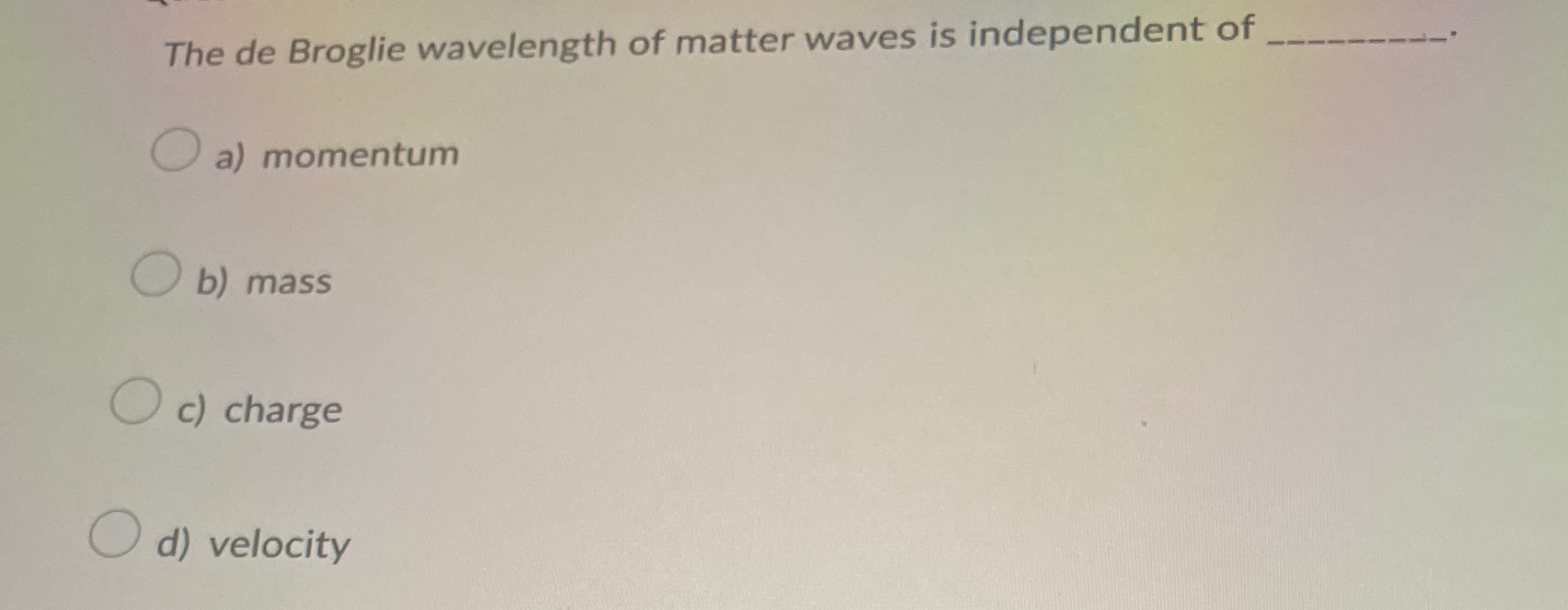 Solved The de Broglie wavelength of matter waves is | Chegg.com