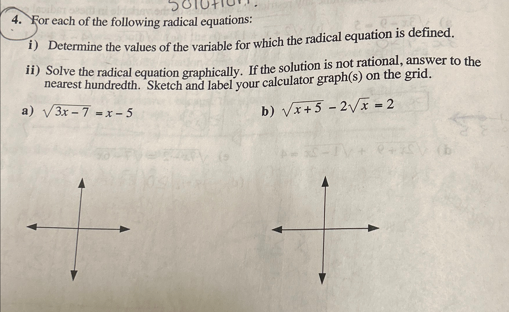Solved For each of the following radical equations:i) | Chegg.com