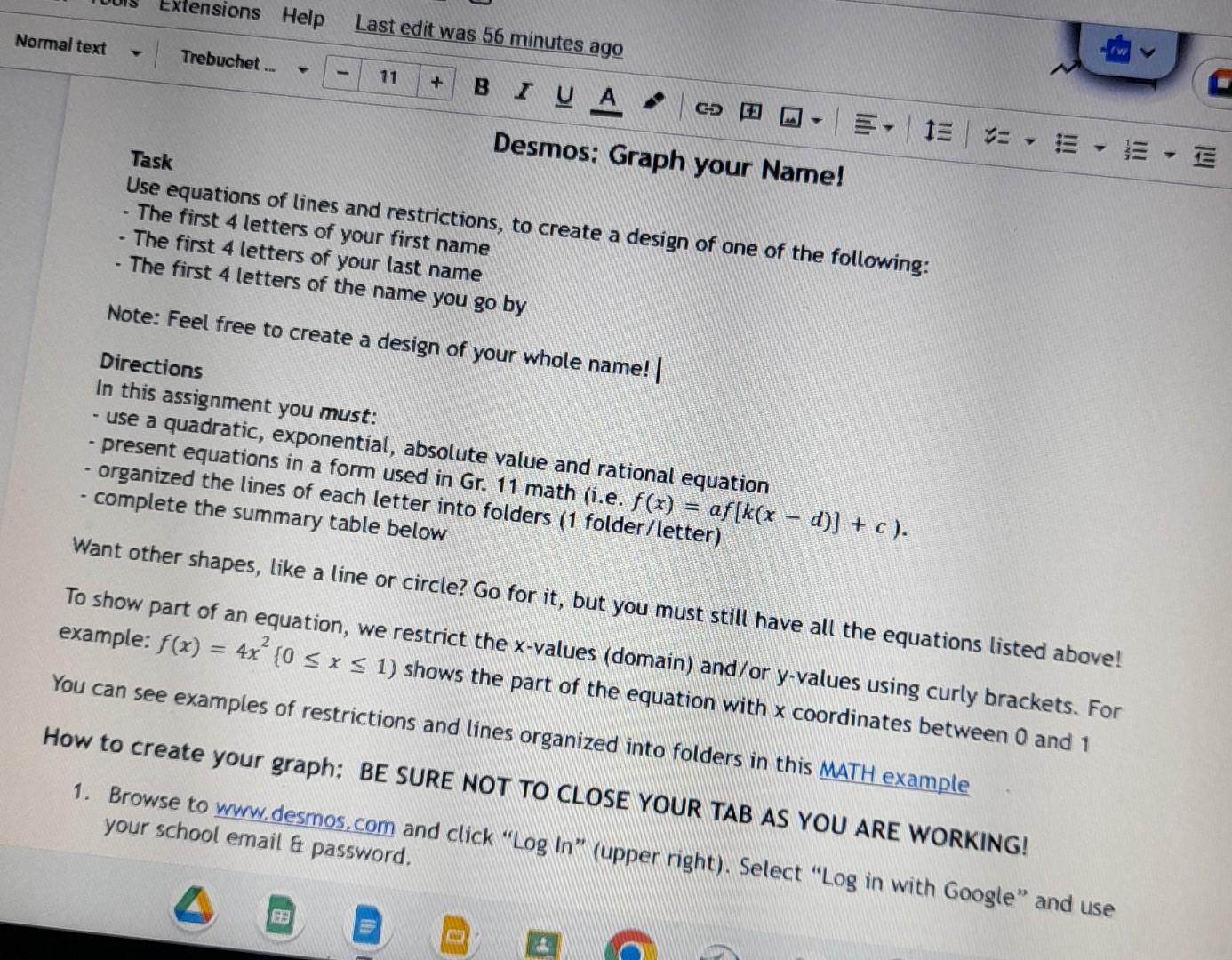 Task Desmos: Graph your Narne! - The first 4 letters | Chegg.com Task Desmos: Graph your Narne! - The first 4 letters | Chegg.com