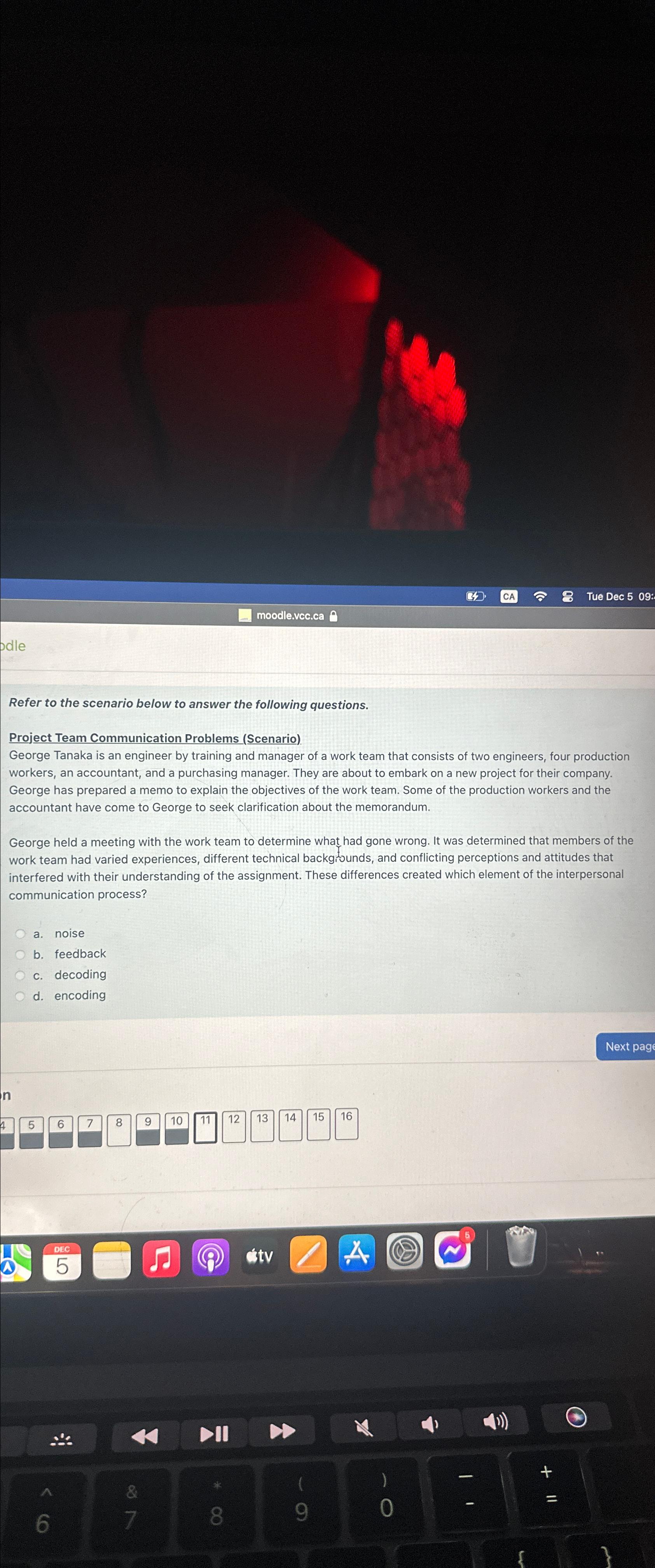 Solved moodle.vec.ca Refer to the scenario below to answer | Chegg.com