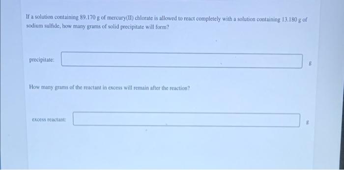 Solved If a solution containing 89.170 g of mercury(II) | Chegg.com