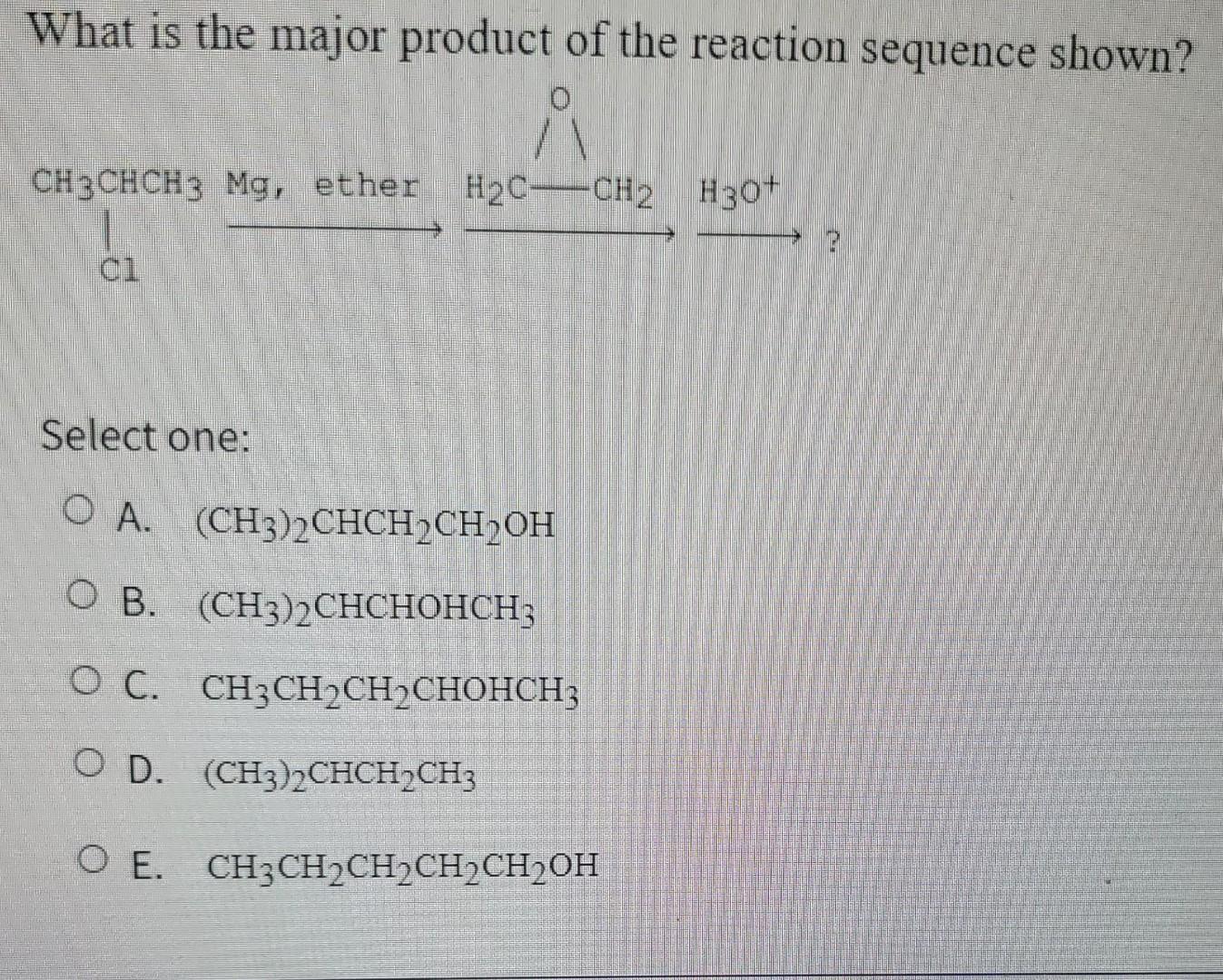 Solved What is the major product of the reaction sequence | Chegg.com