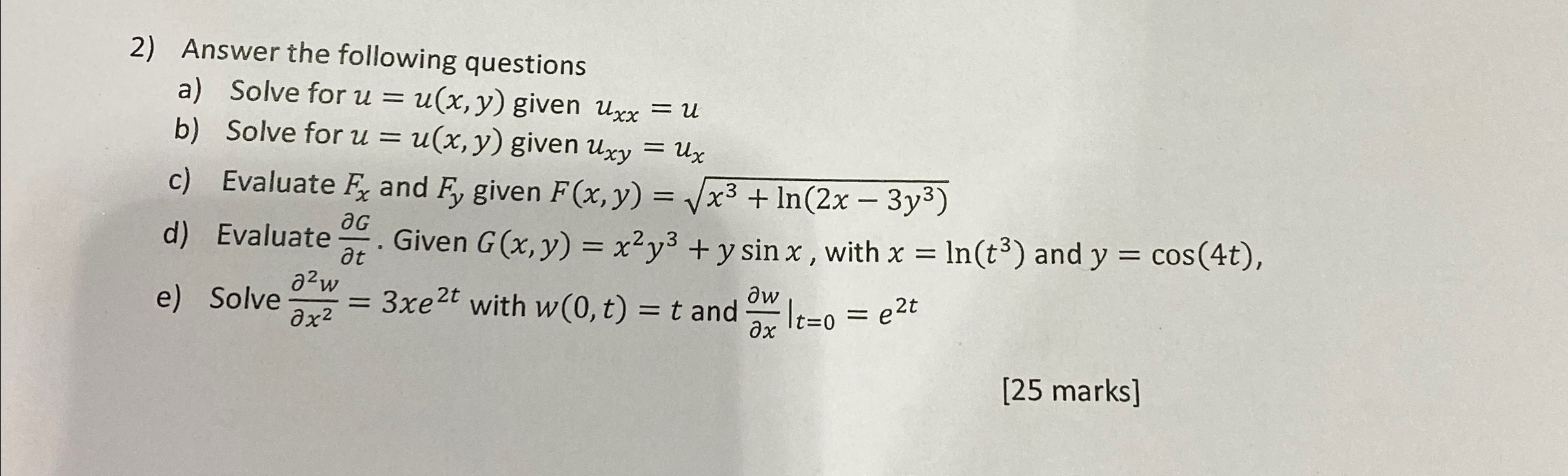 Solved Answer the following questionsa) ﻿Solve for u=u(x,y) | Chegg.com