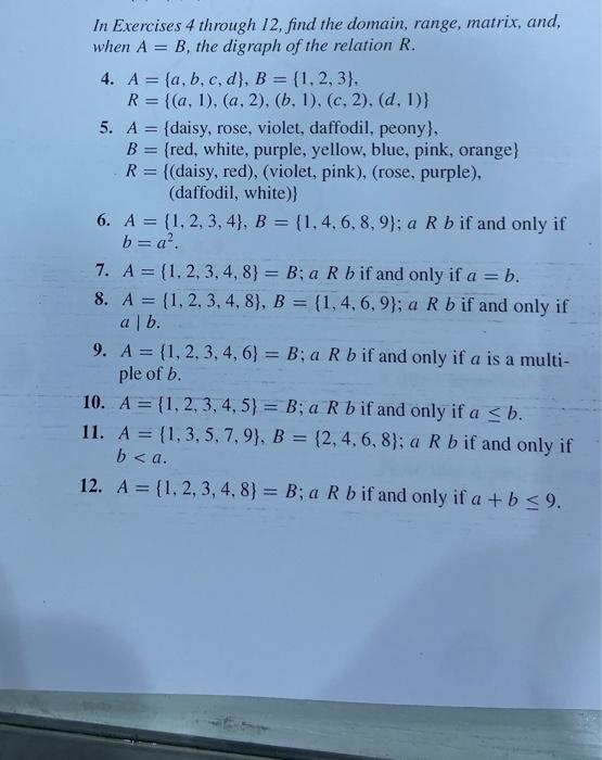 Solved In Exercises 4 through 12, find the domain, range, | Chegg.com