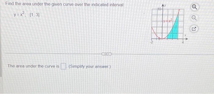 Solved Find the area under the given curve over the | Chegg.com