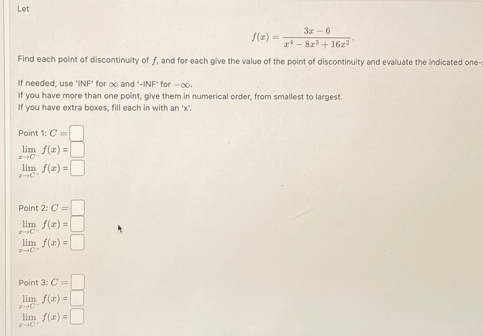 Solved Letf(x)=3x-6x4-8x3+16x2.Find each point of | Chegg.com