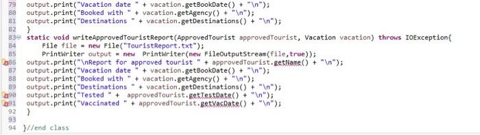 Vacation.java Destination.java Tourist Test.java X J | Chegg.com