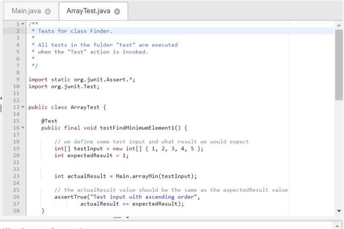 Solved Main.java Array Test.java O A 3 4 5 Implement the | Chegg.com