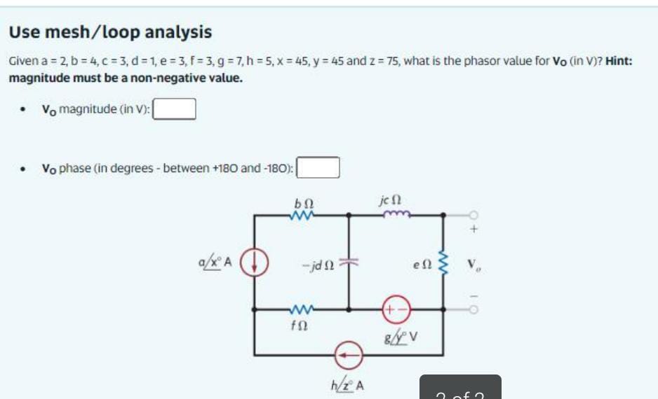 Solved Use mesh/loop analysisCiven | Chegg.com