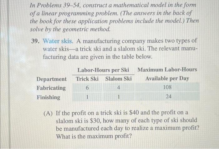 Solved In Problems 39-54, construct a mathematical model in | Chegg.com