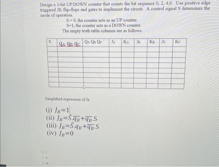 Solved Design a 3-bit UP/DOWN counter that counts the bit | Chegg.com
