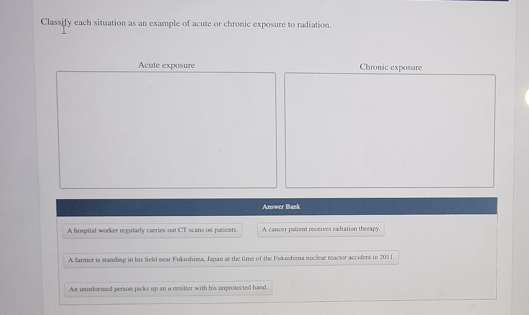 Solved Classify each situation as an example of acute or | Chegg.com
