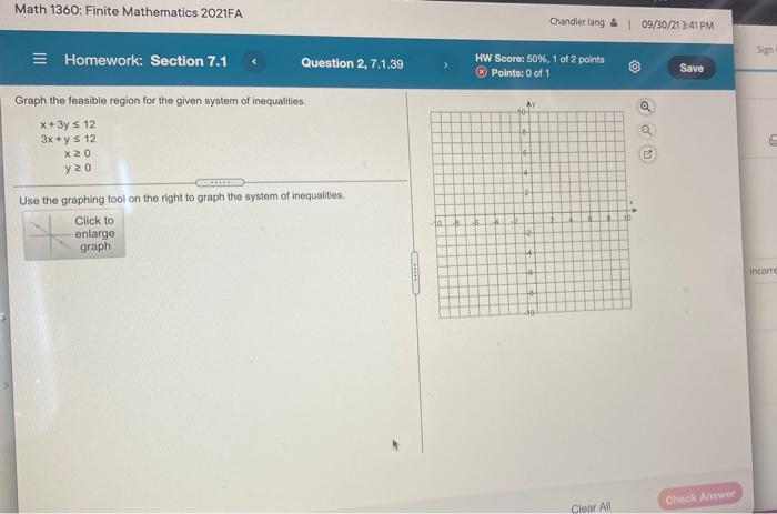 Solved Math 1360: Finite Mathematics 2021FA Chandler lang & | Chegg.com