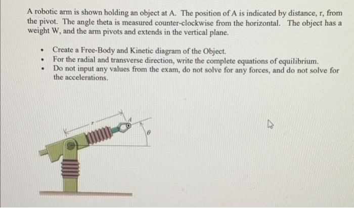 Solved A robotic arm is shown holding an object at A. The | Chegg.com