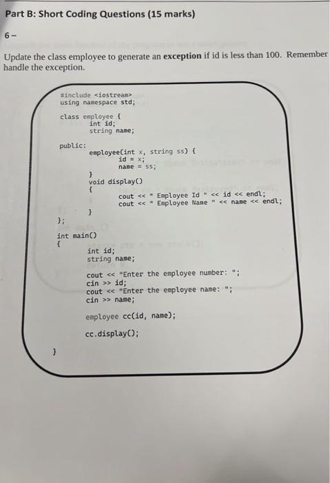 Solved Update the class employee to generate an exception if | Chegg.com