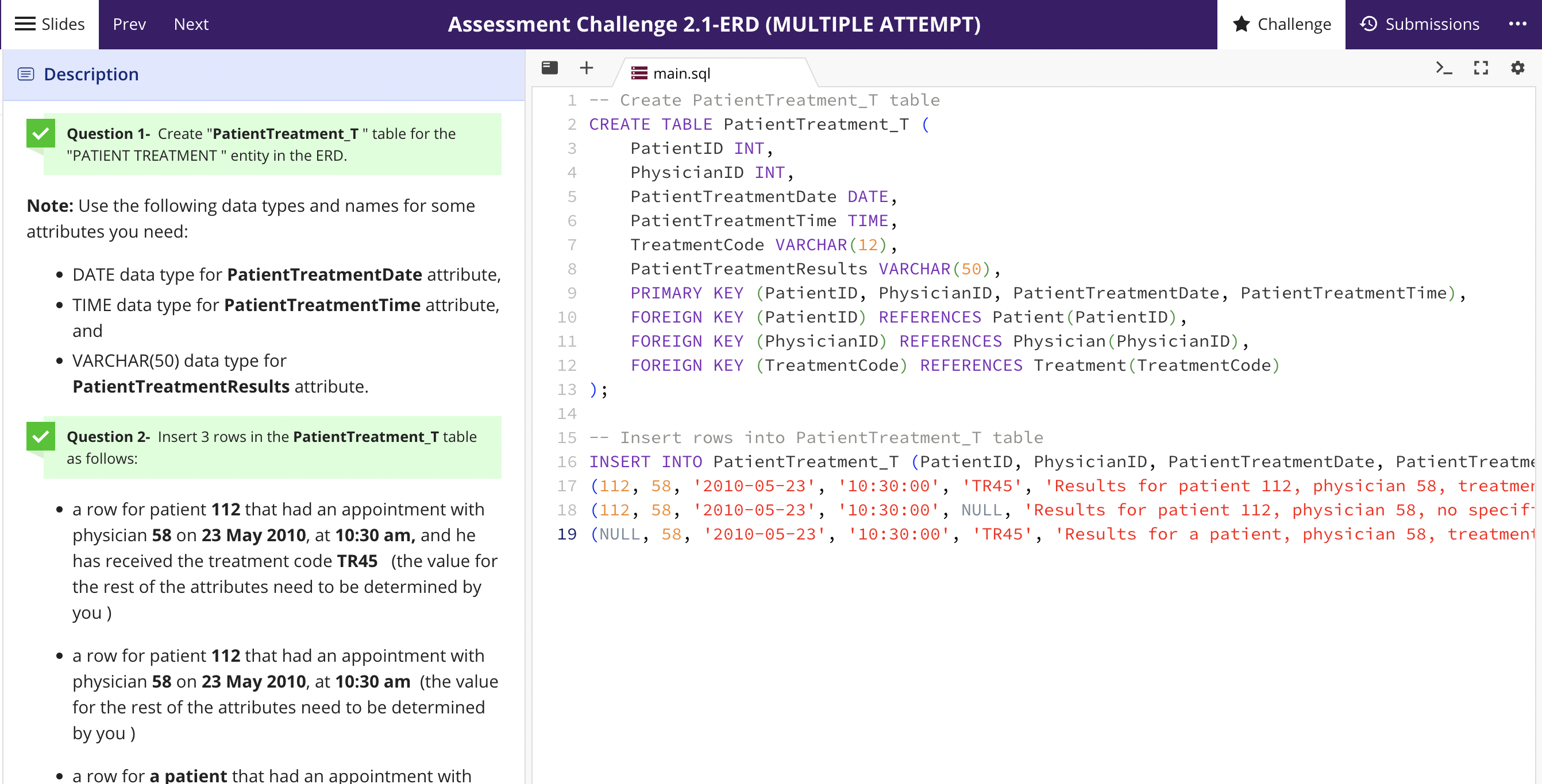 Solved Databse Fundamentalsquestion 1 create