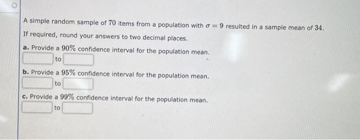 Solved A simple random sample of 70 items from a population | Chegg.com