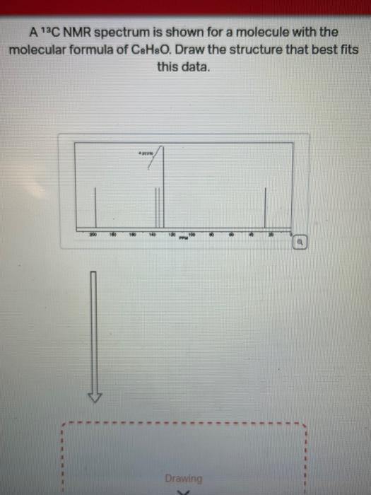 Solved A 13C NMR spectrum is shown for a molecule with the | Chegg.com