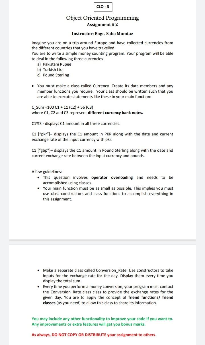 Solved C10 - 3 Object Oriented Programming Assignment #2 | Chegg.com