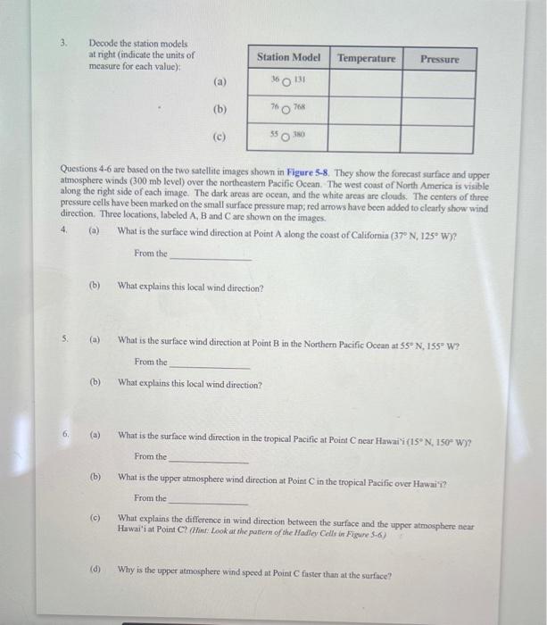 Solved 3. Decode the station models at night (indicate the | Chegg.com