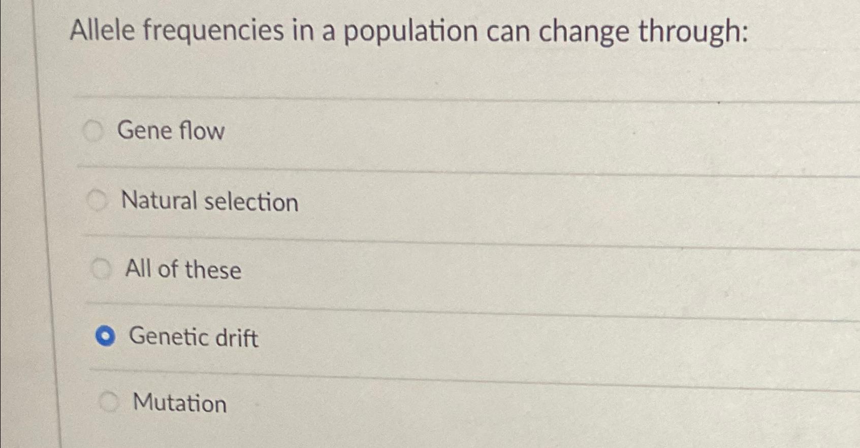 Solved Allele frequencies in a population can change | Chegg.com
