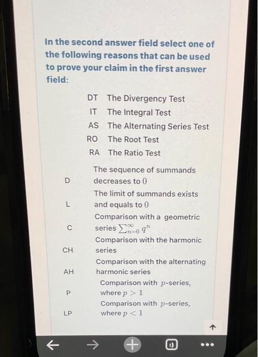 Solved each of the series below you find two nswer fields. n | Chegg.com