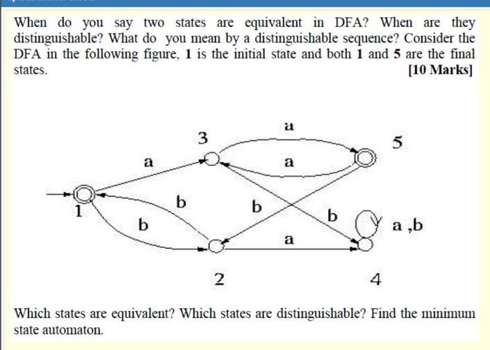 Solved When do you say two states are equivalent in DFA? | Chegg.com