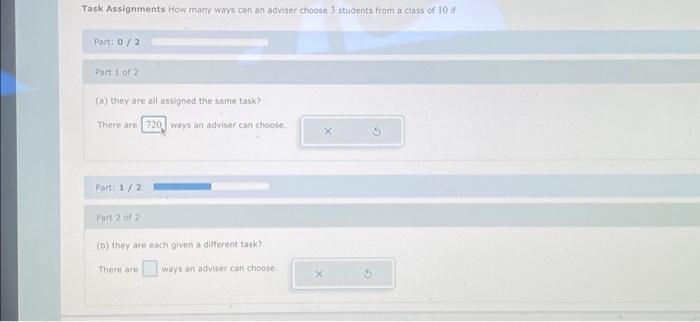 Solved Task Assignments How many ways can an adviser choose | Chegg.com
