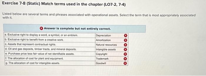 Solved Exercise 7-8 (Static) Match terms used in the chapter | Chegg.com