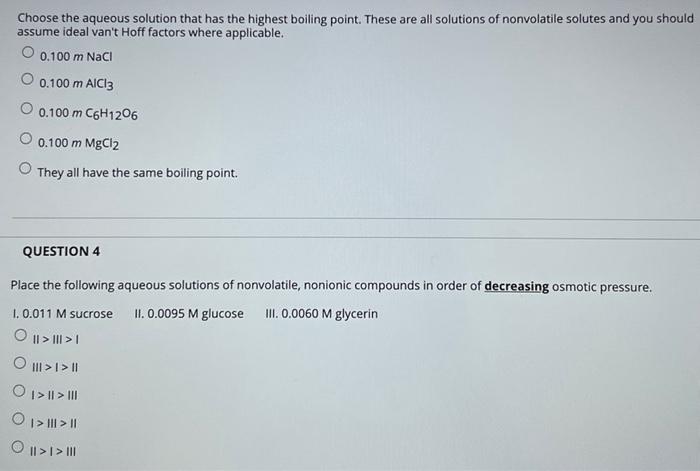 Solved Choose the aqueous solution that has the highest | Chegg.com