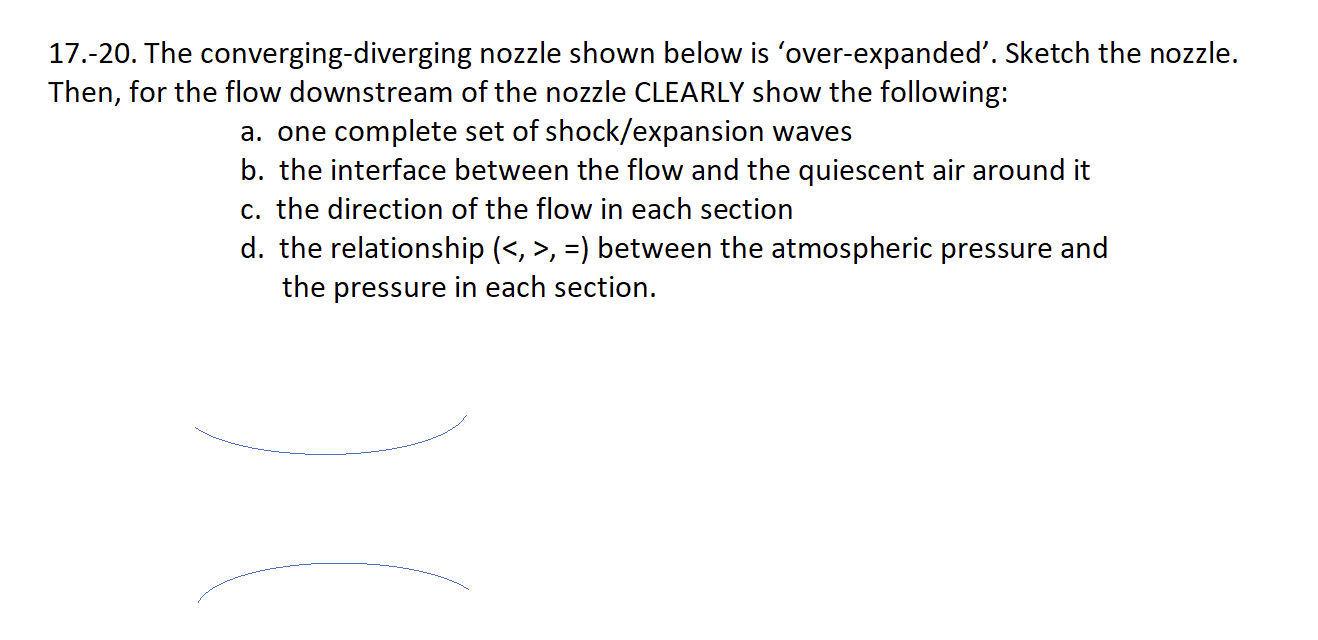 Solved 17.-20. ﻿The converging-diverging nozzle shown below | Chegg.com