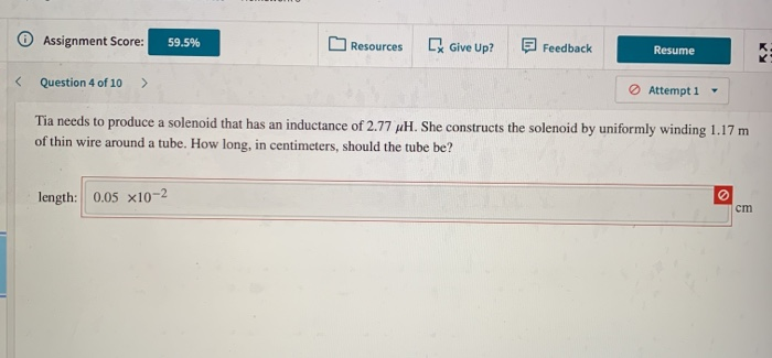 Solved Assignment Score: 59.5% Resources Give Up? Feedback | Chegg.com