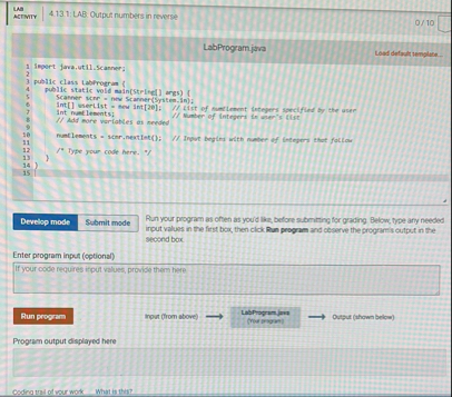 Solved LaACTMTY4.13.1: LAB. Output numbers in | Chegg.com