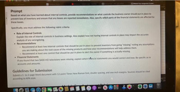 Solved Overview Intemal controls are methods and strategies | Chegg.com