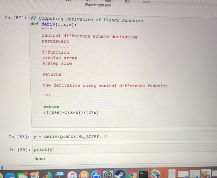 Solved trying to compute derivative, im using an np.arange | Chegg.com