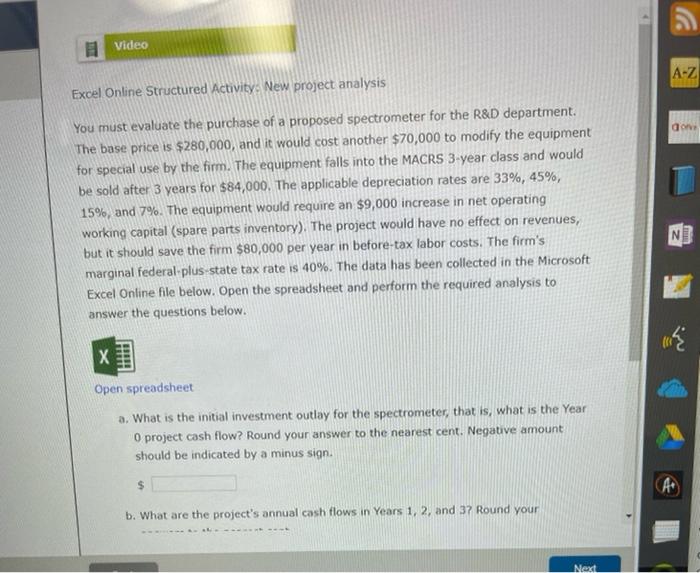 Solved Excel Online Structured Activitys New project | Chegg.com