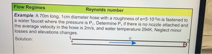 Solved Flow Regimes Reynolds number Example: A 70m long, 1cm | Chegg.com