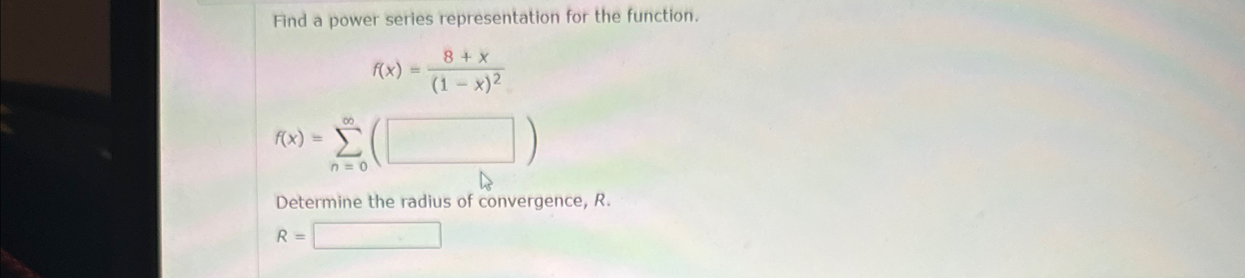 Solved Find a power series representation for the | Chegg.com