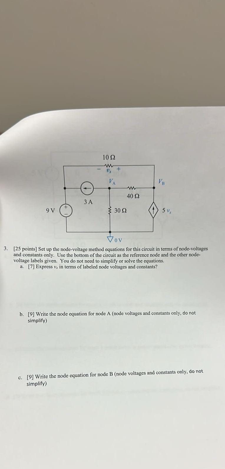 Solved [25 ﻿points] ﻿Set up the node-voltage method | Chegg.com