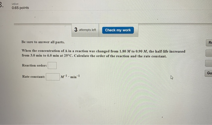 Solved 3. value 0.65 points 3 attempts left Check my work Be | Chegg.com
