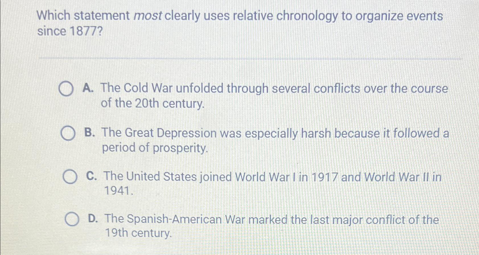 Solved Which statement most clearly uses relative chronology | Chegg.com